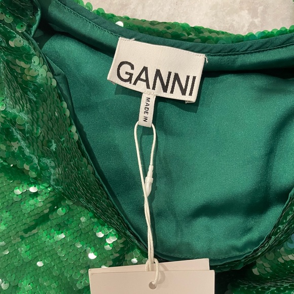 Ganni | Dresses | Nwt Ganni Green Sequin Mini Dress | Poshmark